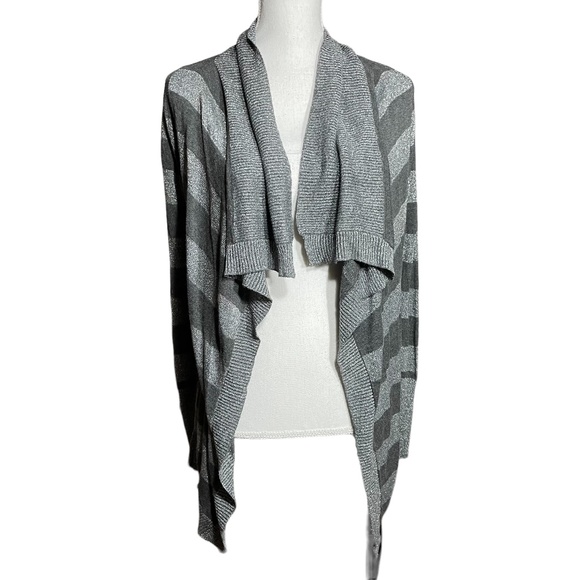Belldini | Sweaters | Metallic Striped Cardigan M Waterfall Open Front ...